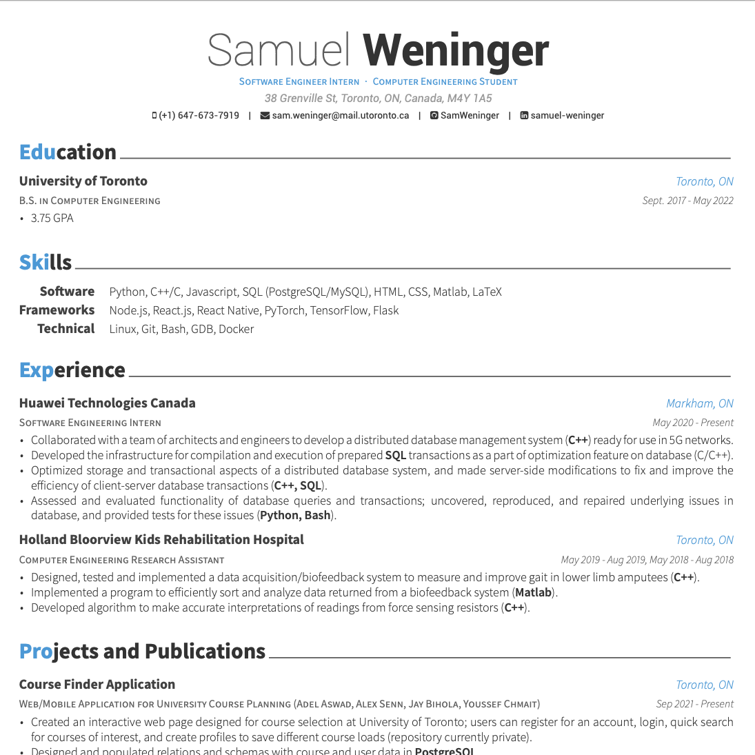 Sam Weninger - Software Engineer